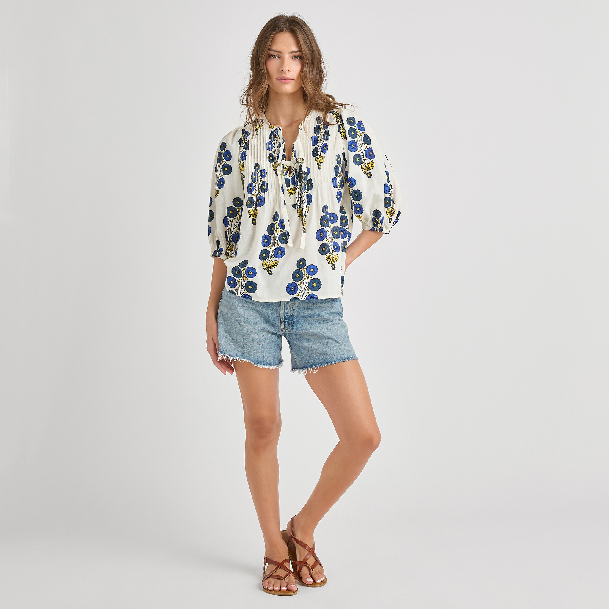 Womens Indira Top - Navy Buttercup Floral – Pink Chicken