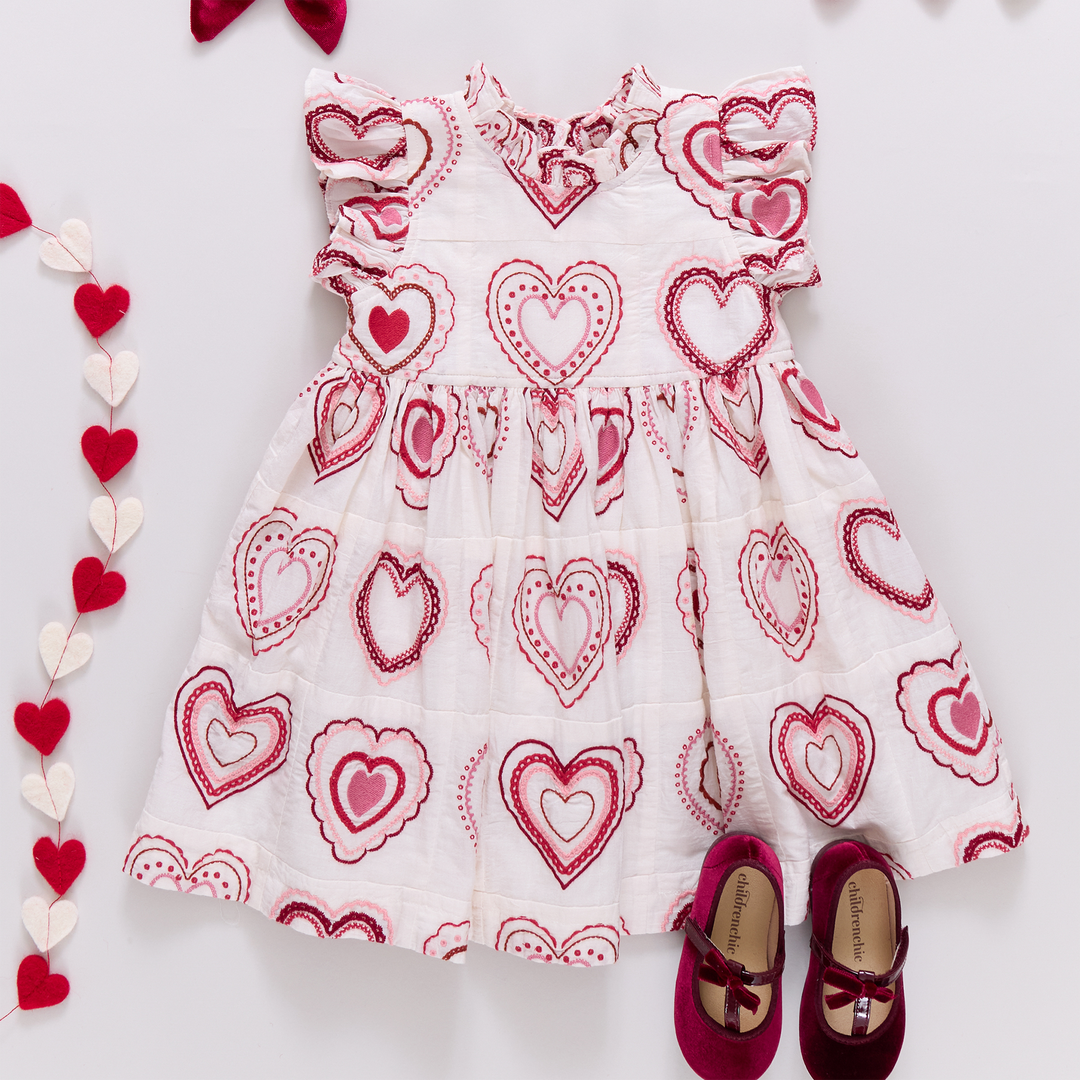 Girls Jennifer Dress - Heart Quilt Embroidery – Pink Chicken