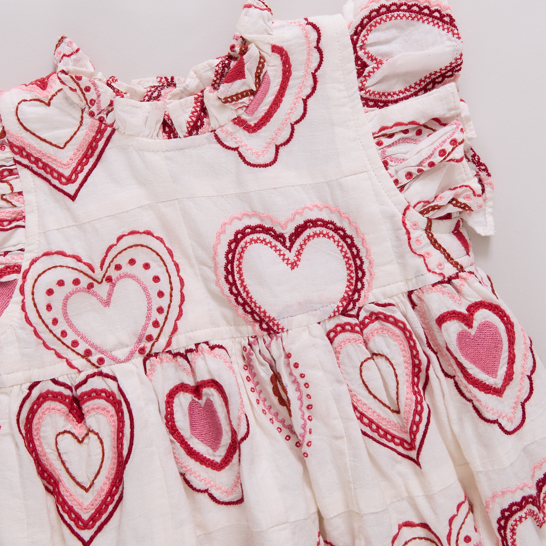 Girls Jennifer Dress - Heart Quilt Embroidery – Pink Chicken