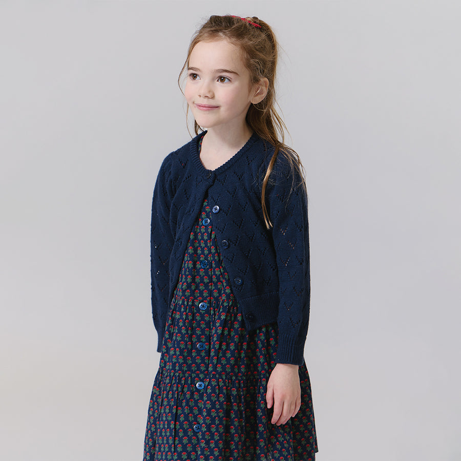 Girls Elizabeth Dress - Navy Carnation – Pink Chicken