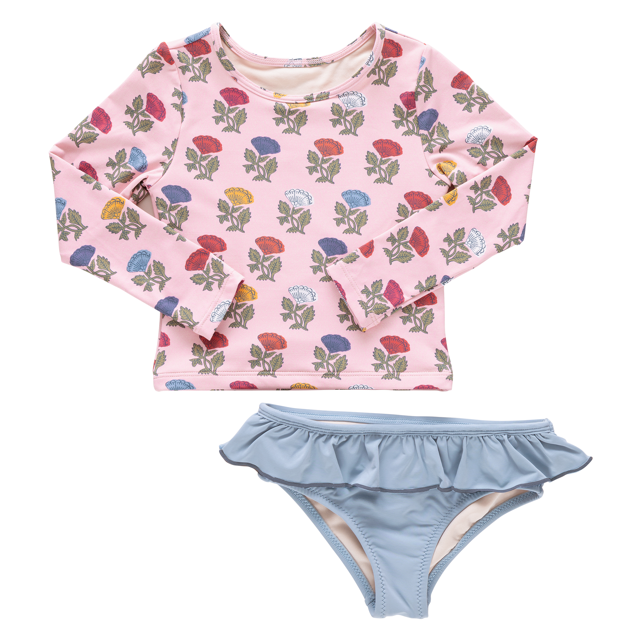 Girls Rash Guard Set - Multi Flower Drop – Pink Chicken