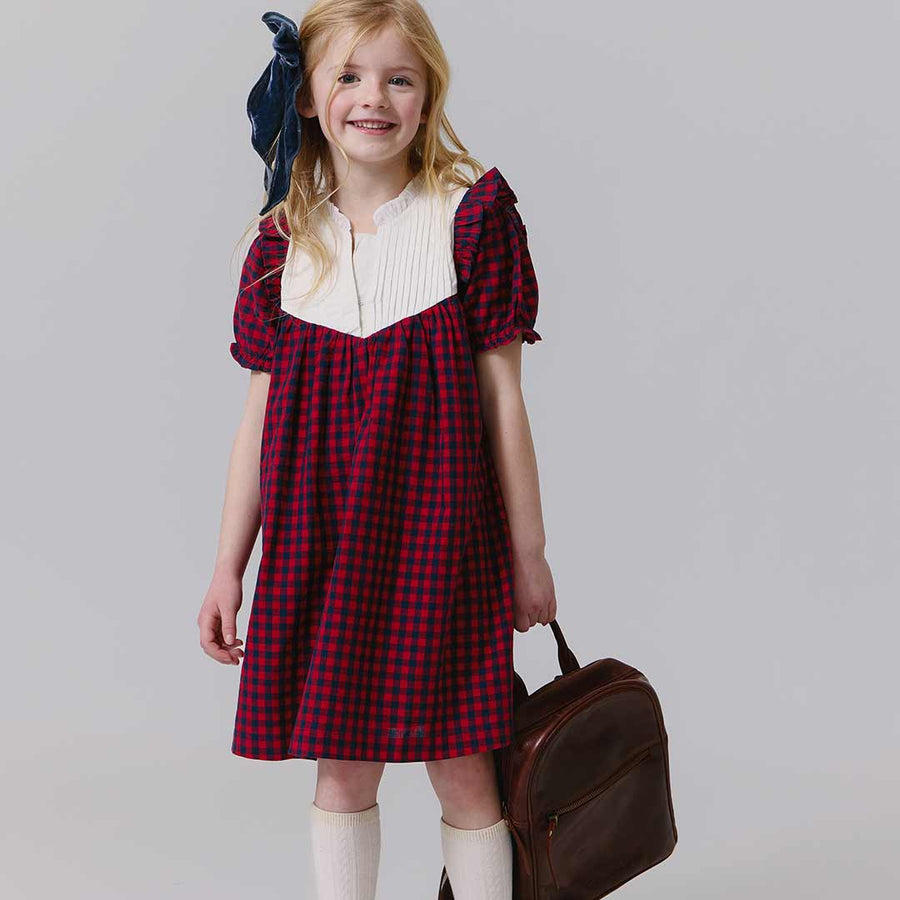 Girls Imogen Dress - Red Blue Check – Pink Chicken