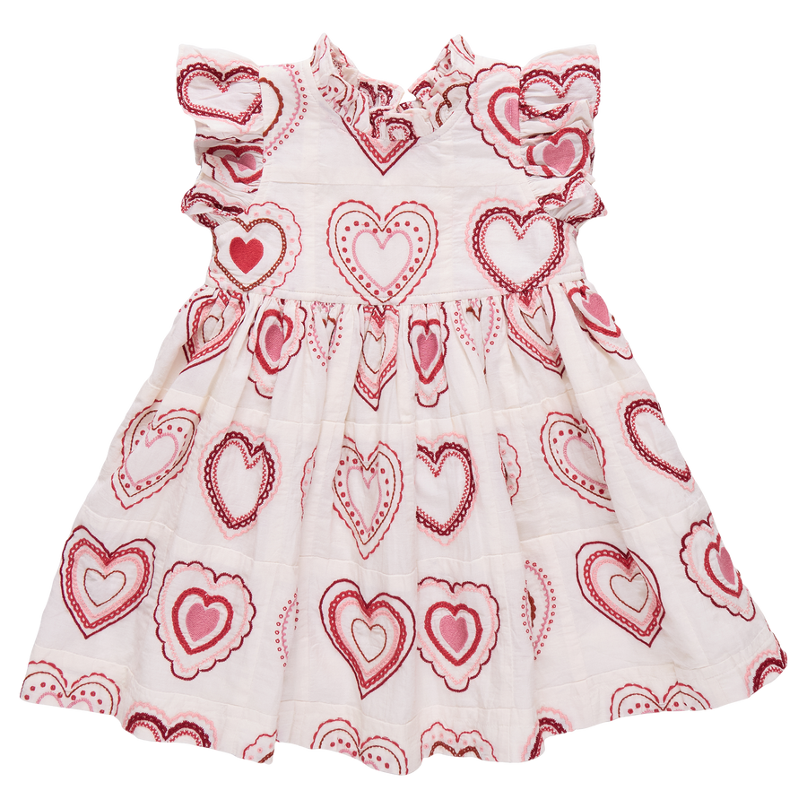 Girls Jennifer Dress - Heart Quilt Embroidery – Pink Chicken