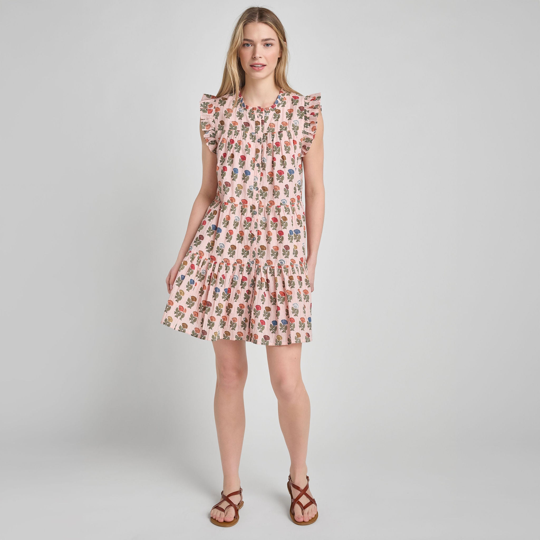 Womens Kalani Dress - Multi Flower Drop – Pink Chicken