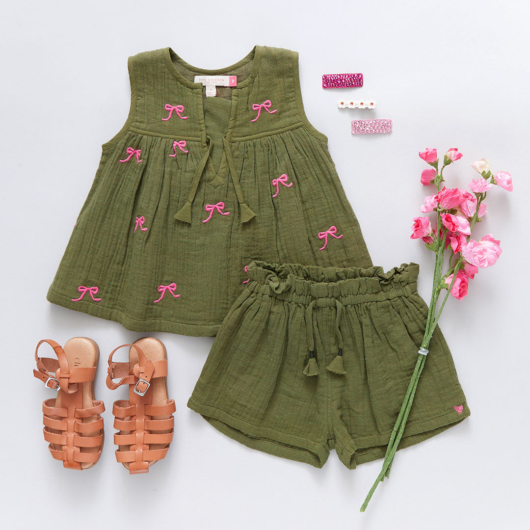 Girls Theodore Short - Olive – Pink Chicken